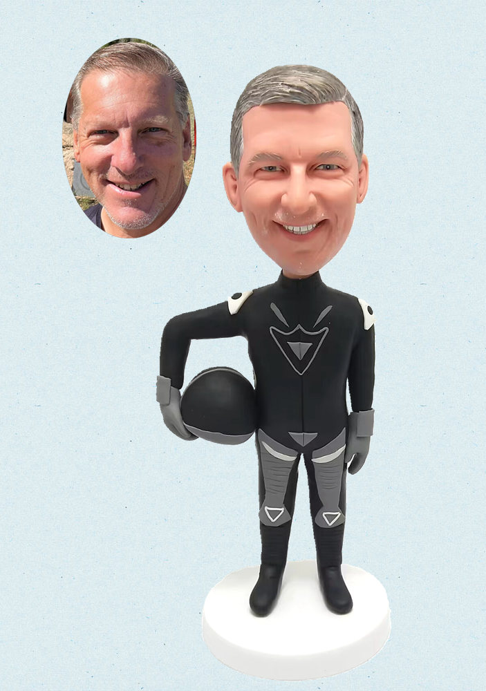 Custom bobblehead racer motorcyclist with helmet for dad [B10267 ...