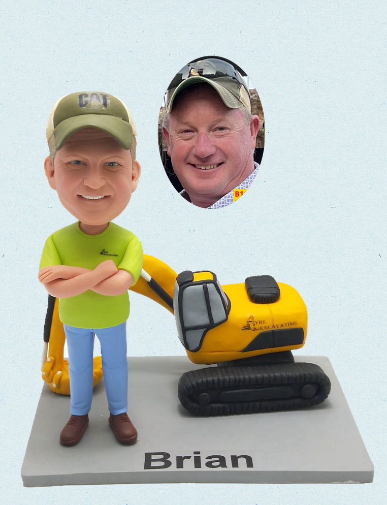 Custom bobblehead with excavator Construction Worker [B10465] - USD128 ...